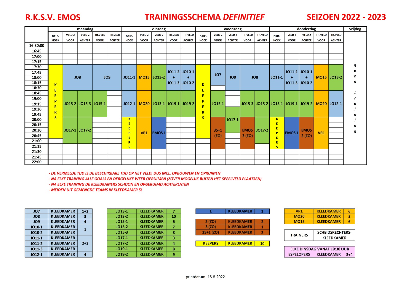 Training schema 2022-2023 | Emos